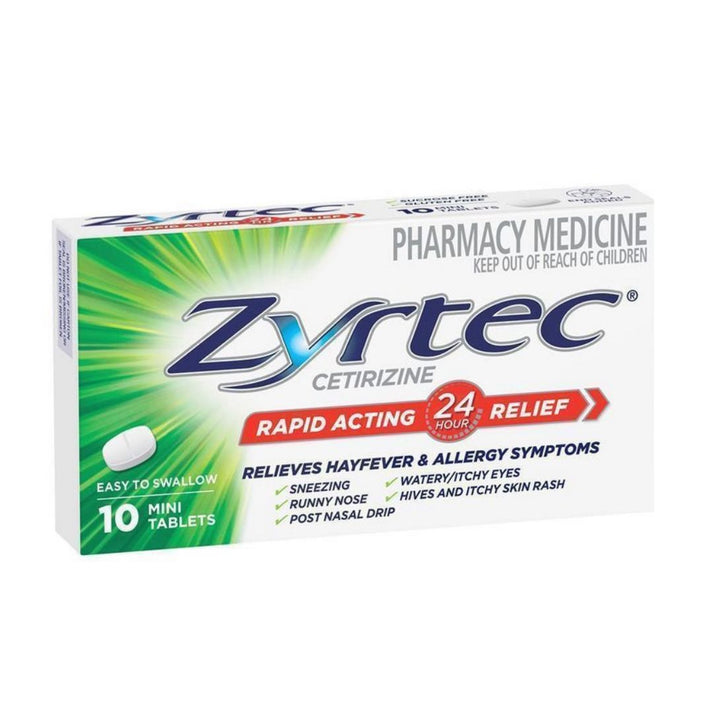 Zyrtec Rapid Acting Allergy Antihistamine & Hayfever Mini Tablets 10 P ...